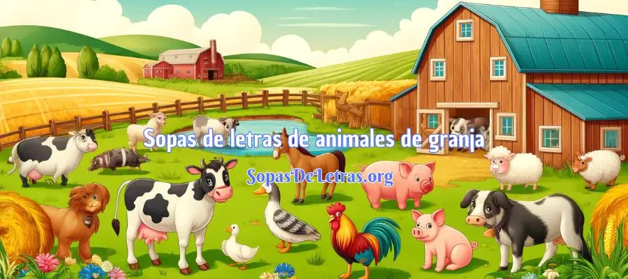 Sopas de letras de animales de granja 》