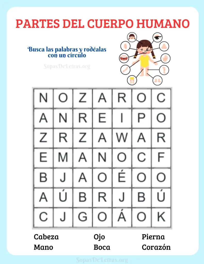 Sopas de letras para niños de primer grado de primaria 》
