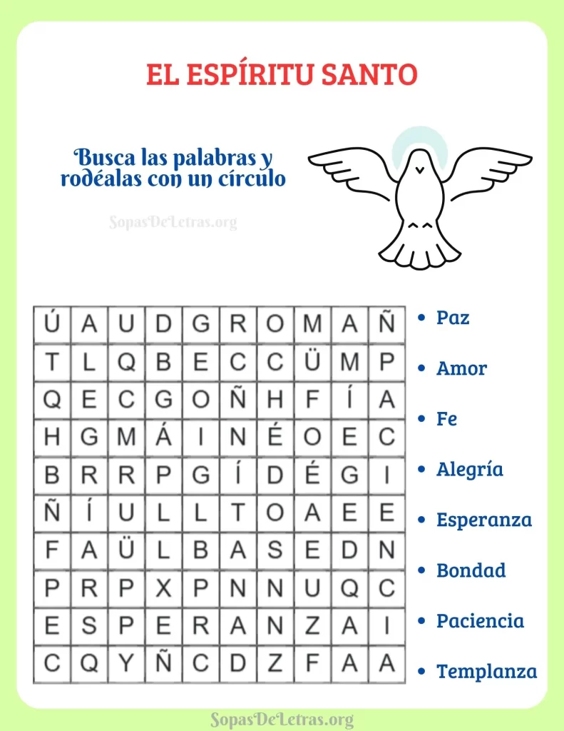 Sopas de letras sobre el Espíritu Santo 》